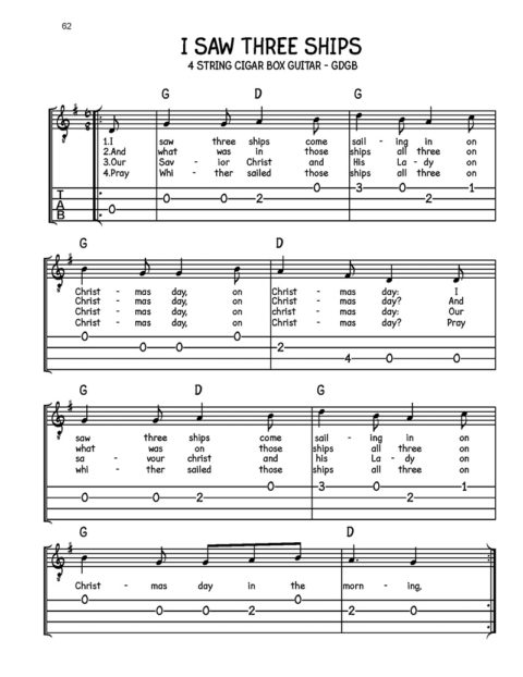 Cigar Box Guitar Holiday Christmas Book| 3&4-String |Tab, Chords.